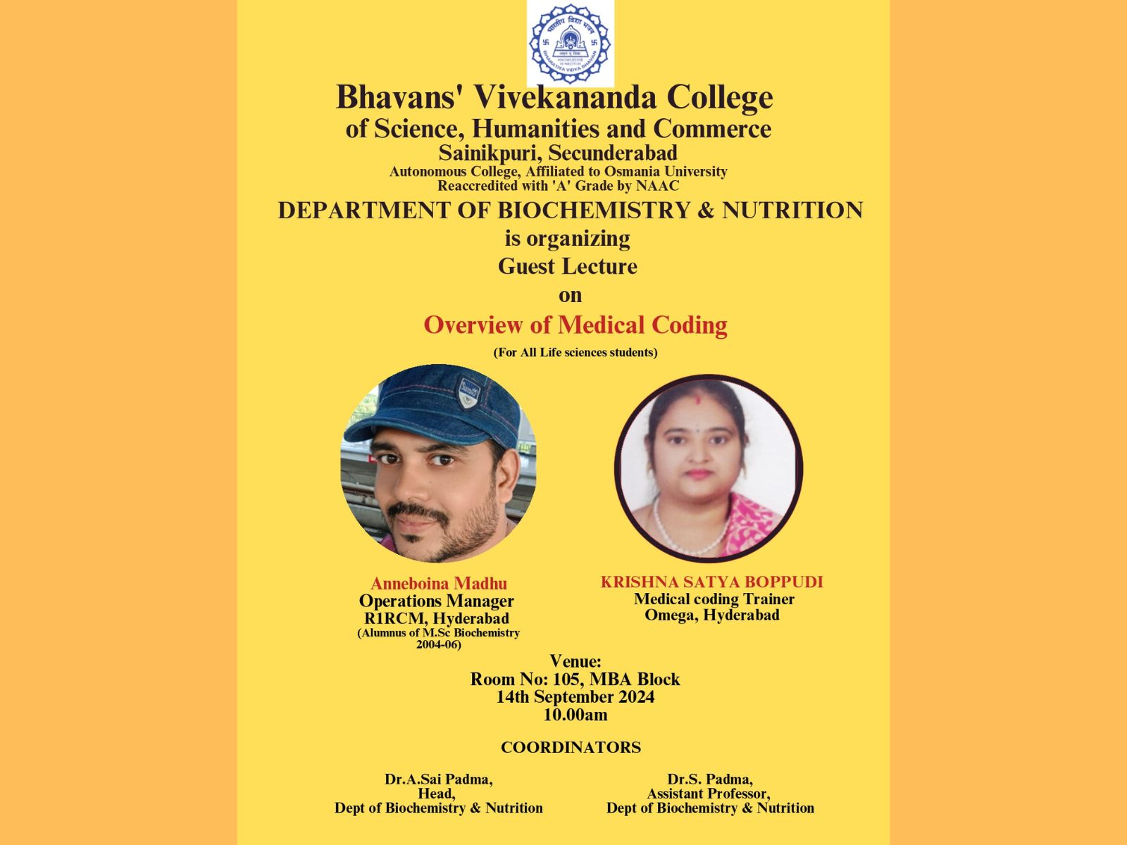 Bhavans Vivekananda College Logo Bhavan's Vivekananda College